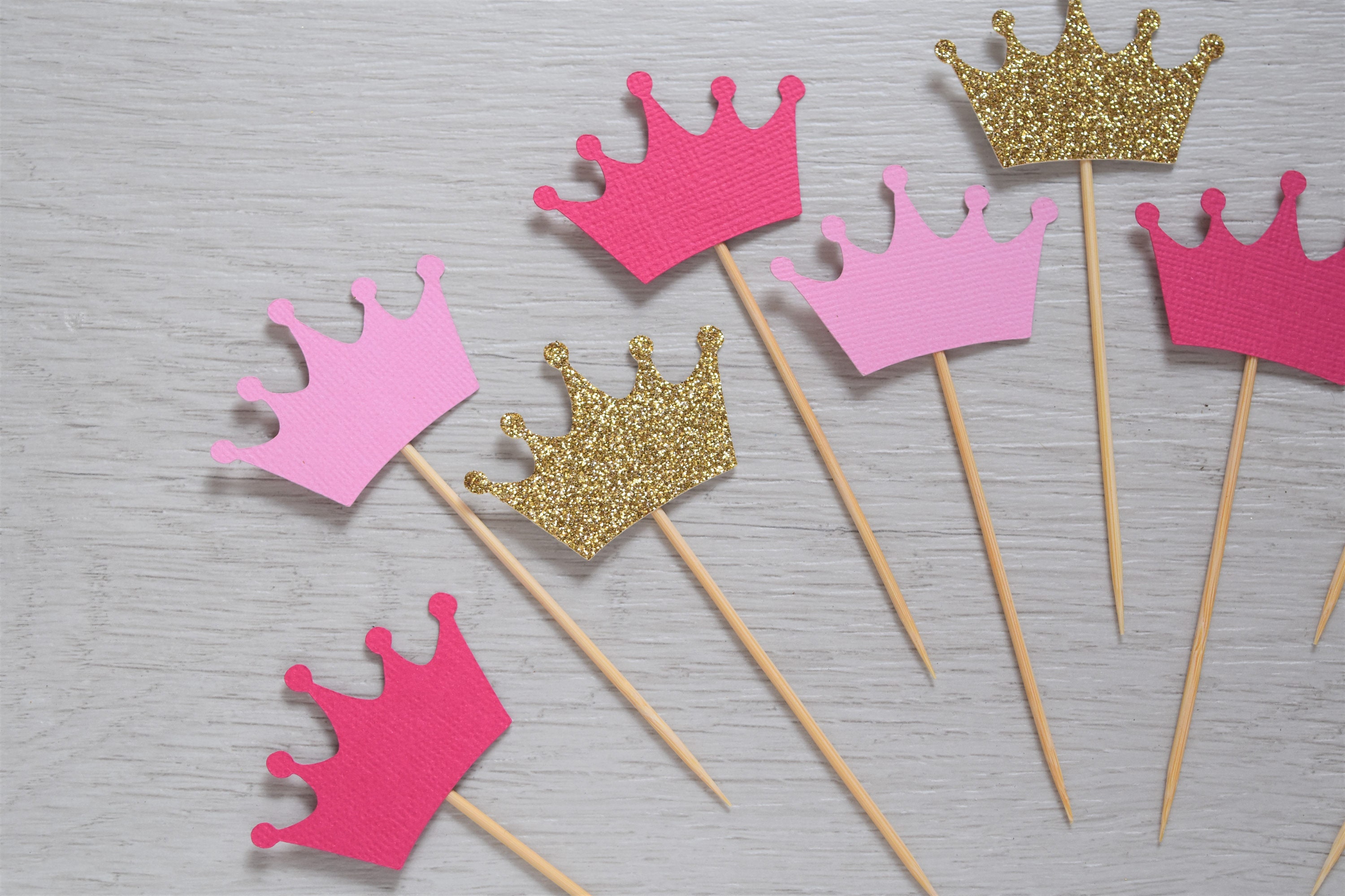 Princess Crown Cupcake Toppers, Princess Party Decorations, First ...