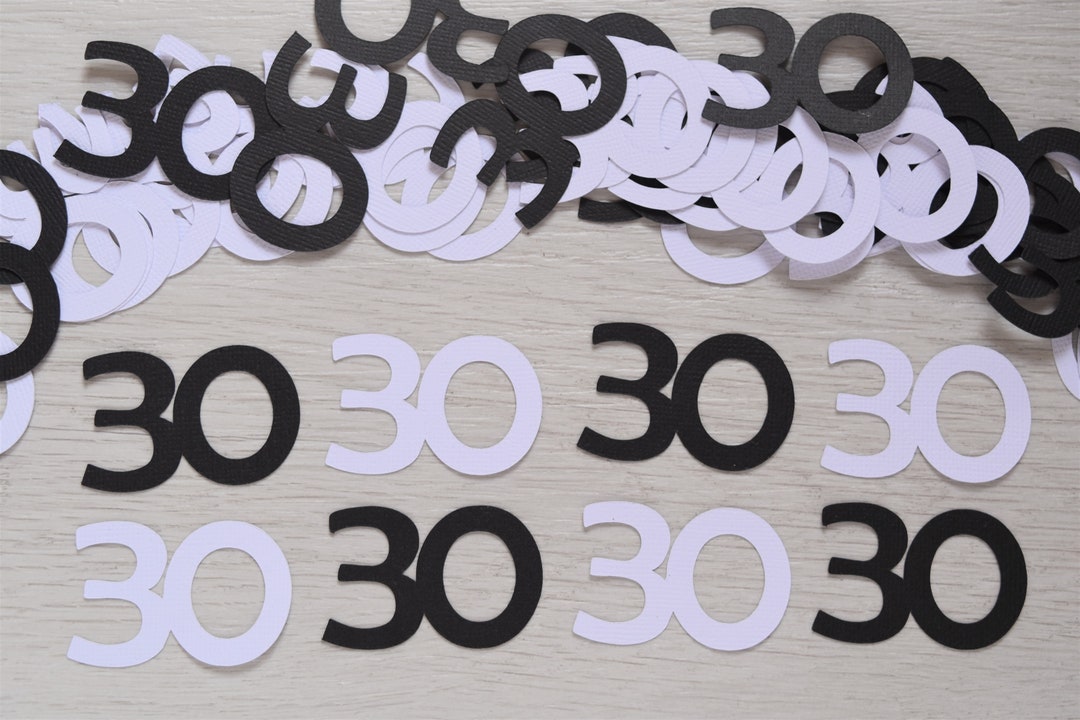 Black and White 30 Confetti, 30th Birthday Decorations, 30th Birthday ...