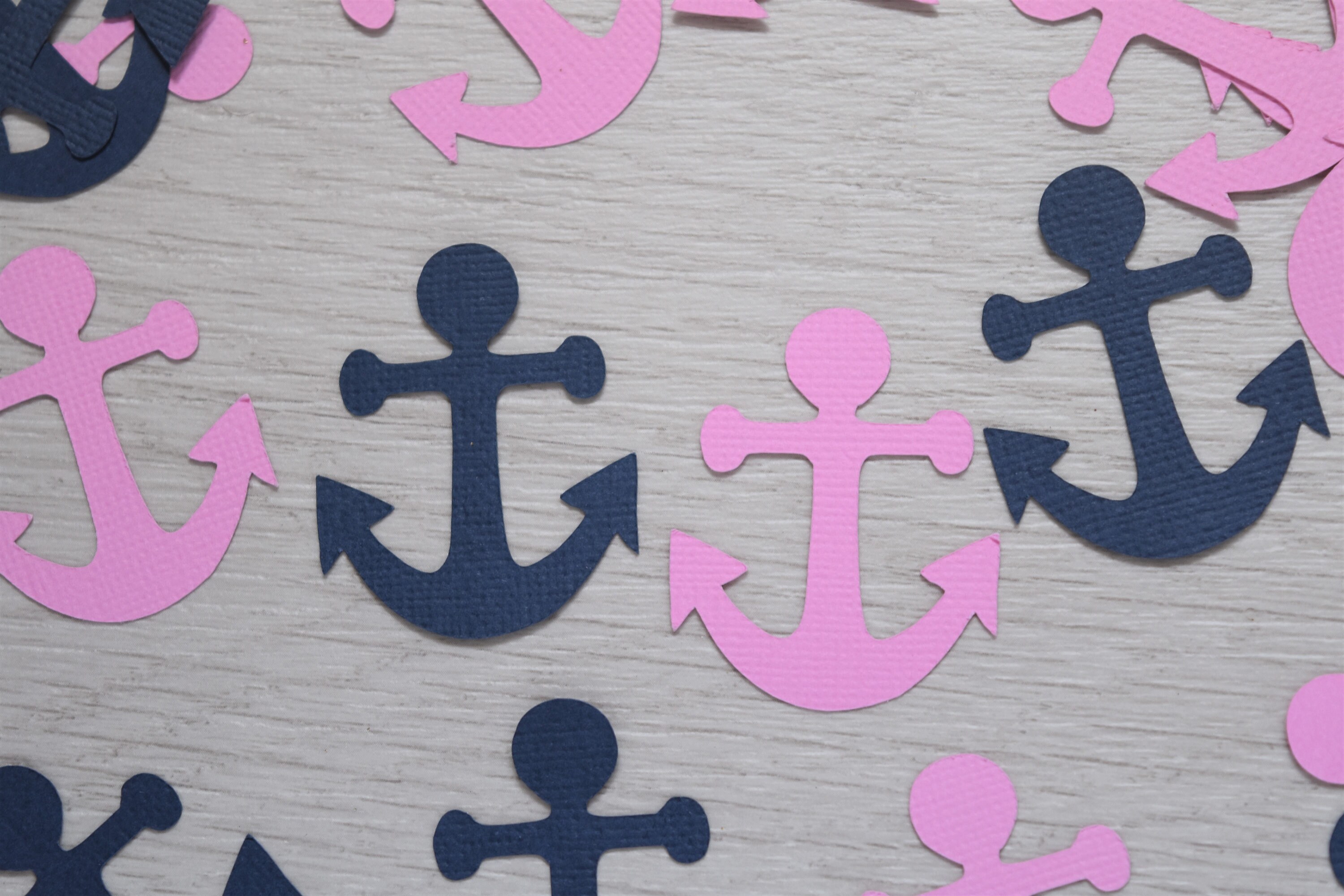 Pink and Navy Anchor Confetti, Nautical Party Decorations, Nautical ...