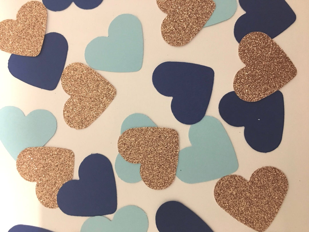 Blue Heart Confetti With Rose Gold - Etsy