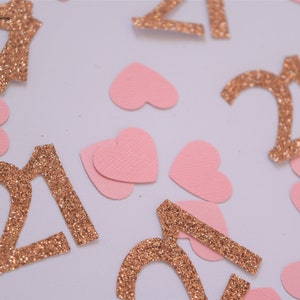 21st Birthday Confetti, Pink and Rose Gold Birthday Decorations, 21st ...