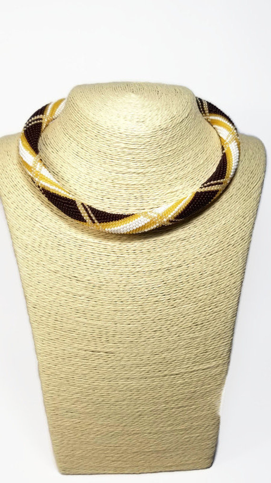 Beaded Necklace - Seed Bead Rope - Brown Collar - Women Jewelry - Bead ...