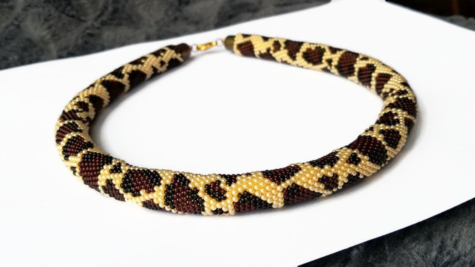 Leopard Necklace - Seed Bead - Bead Crochet Rope - Women Jewelry ...