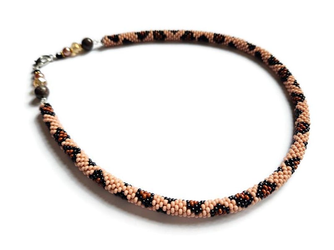 Leopard Necklace - Seed Bead - Bead Crochet Rope - Women Jewelry ...