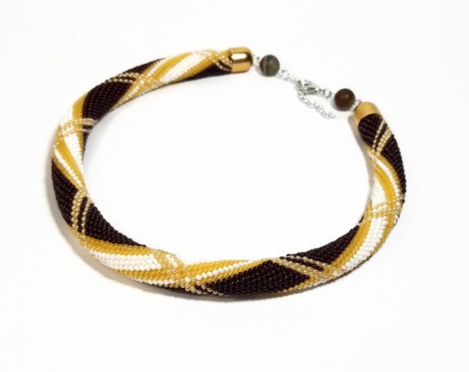 Beaded Necklace Seed Bead Rope Brown Collar Women | Etsy