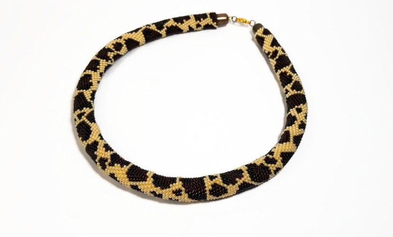 Leopard Necklace - Seed Bead - Bead Crochet Rope - Women Jewelry ...