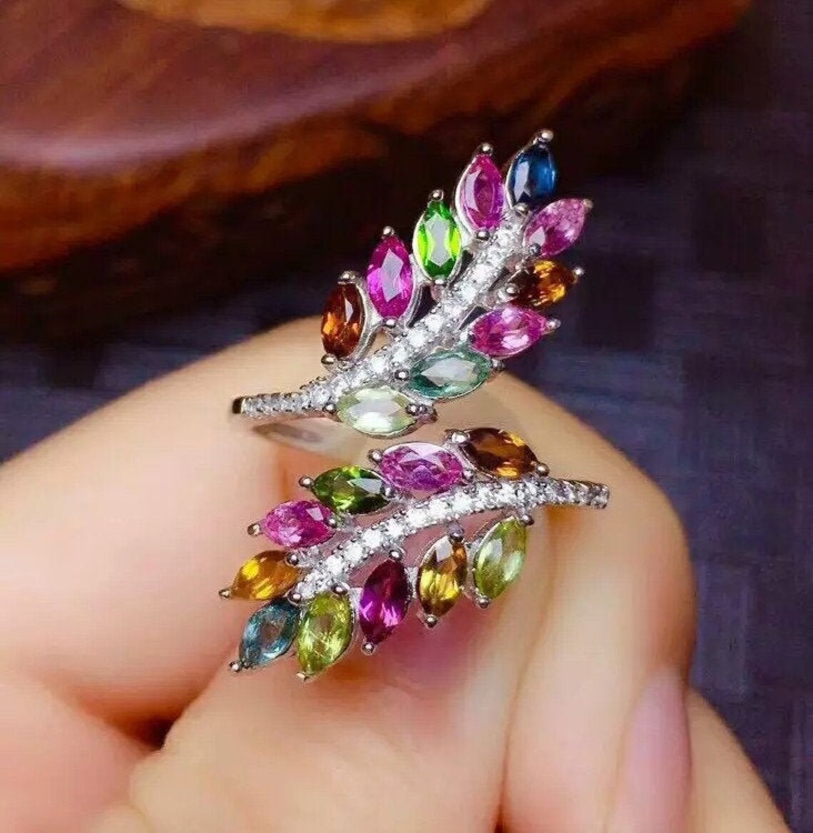Natural Multi Color Tourmaline Ring, 925 Sterling Silver, Engagement ...
