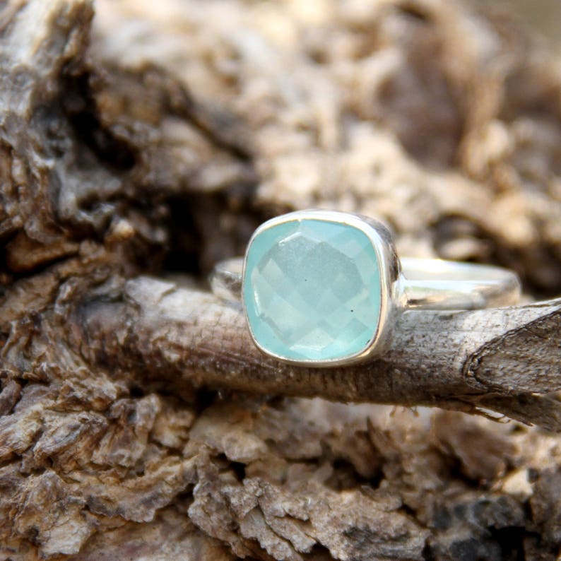Aqua Chalcedony Ring,blue Chalcedony Ring,blue Gemstone Ring,sterling ...
