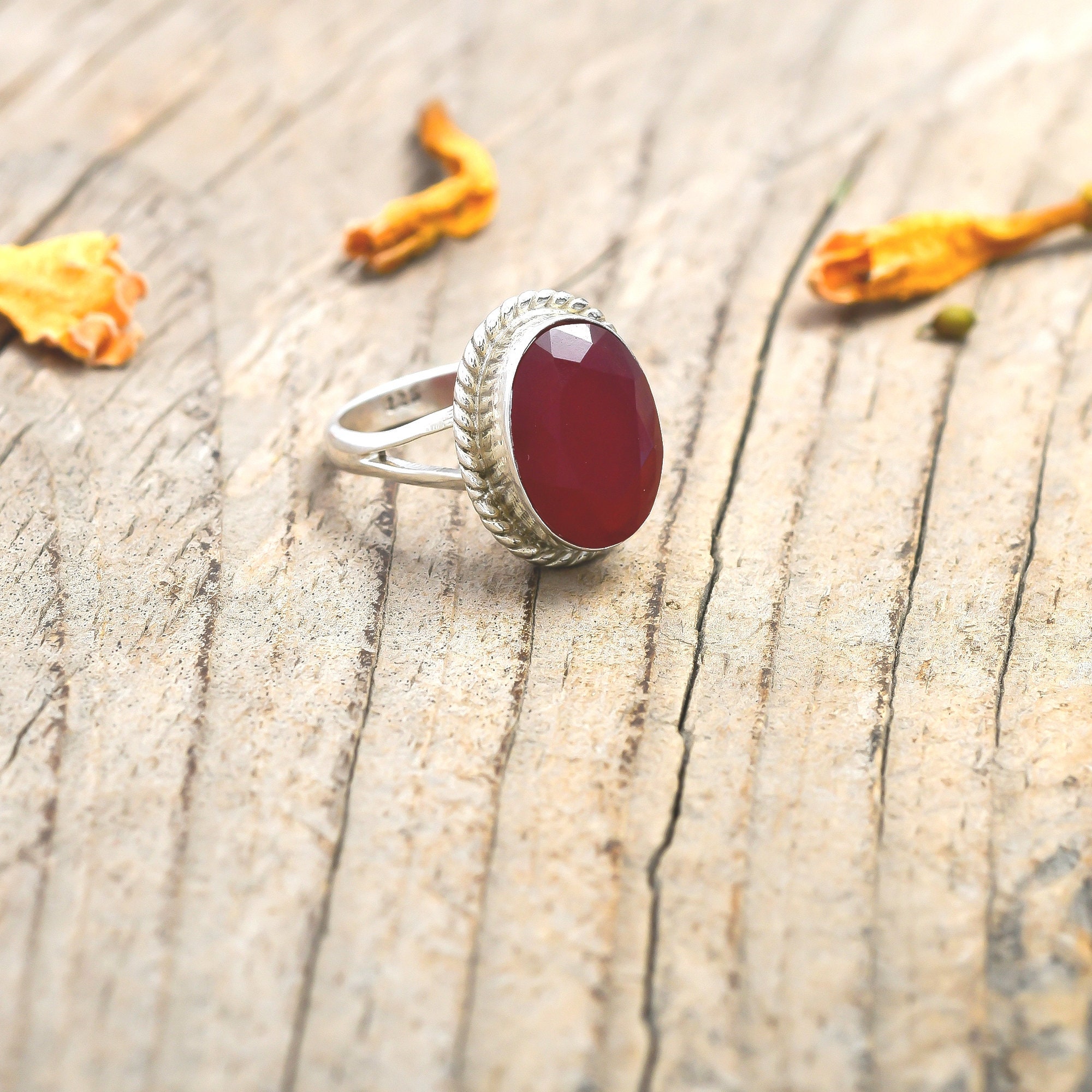 Natural Red Margaj Ring-margaj Gemstone Ring-sterling Silver Ring-red ...