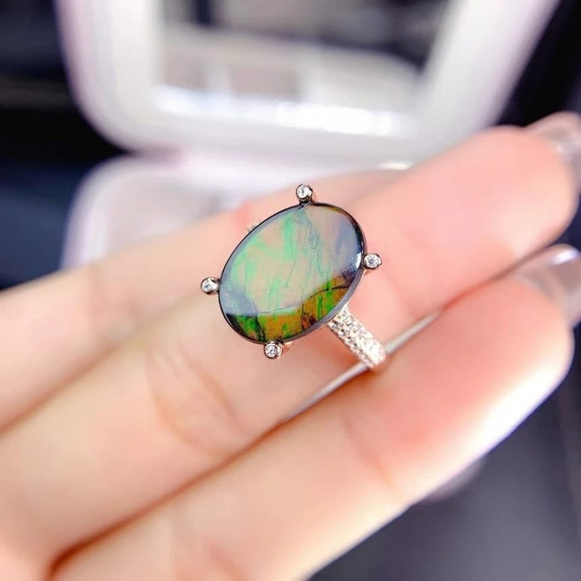 Natürlicher Schwarzer Opal Ring, 925 Sterling Silber, Verlobungsring ...