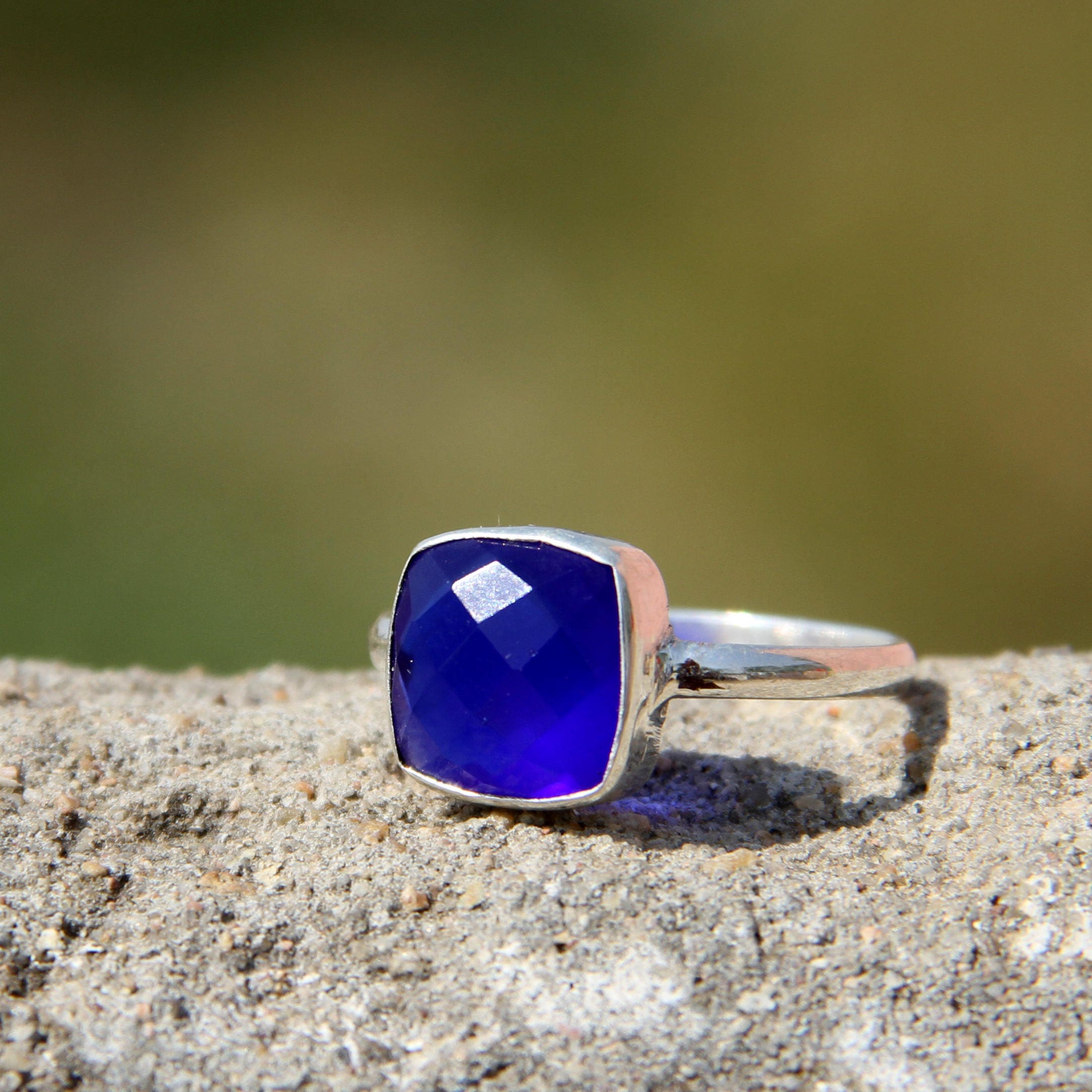 Anillo de plata de ley 92.5, anillo de calcedonia azul, anillo de ...