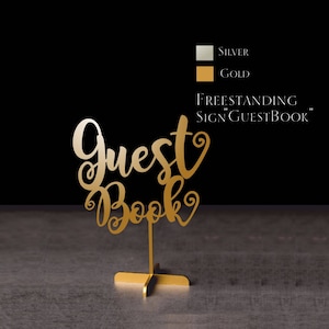 Table Sign Guestbook Gold Freestanding Signs for Wedding Table Table ...