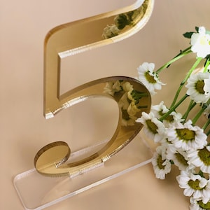 Acrylic Gold Table Numbers , Wedding Table Numbers Mirror Gold Table ...