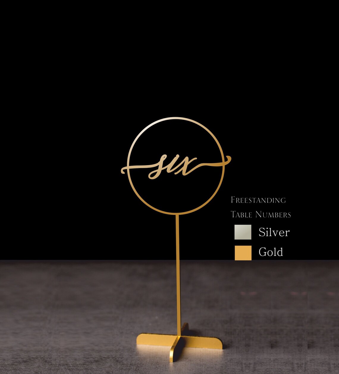 Round Wedding Table Numbers With Base, Gold Table Numbers, Freestanding ...