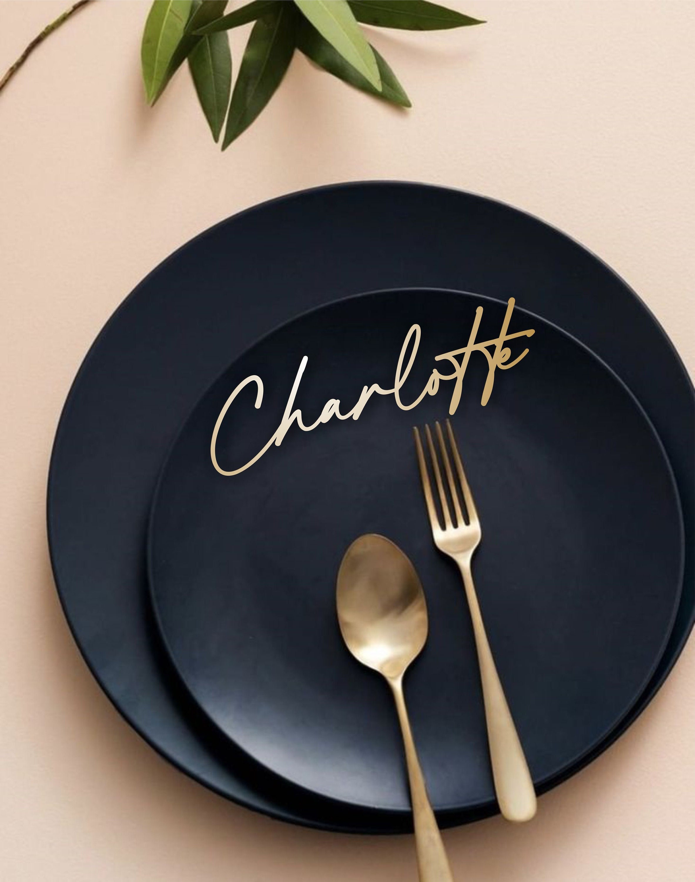 Personalized Wooden Place Cards , Name Plates for Wedding , Gold Wood ...