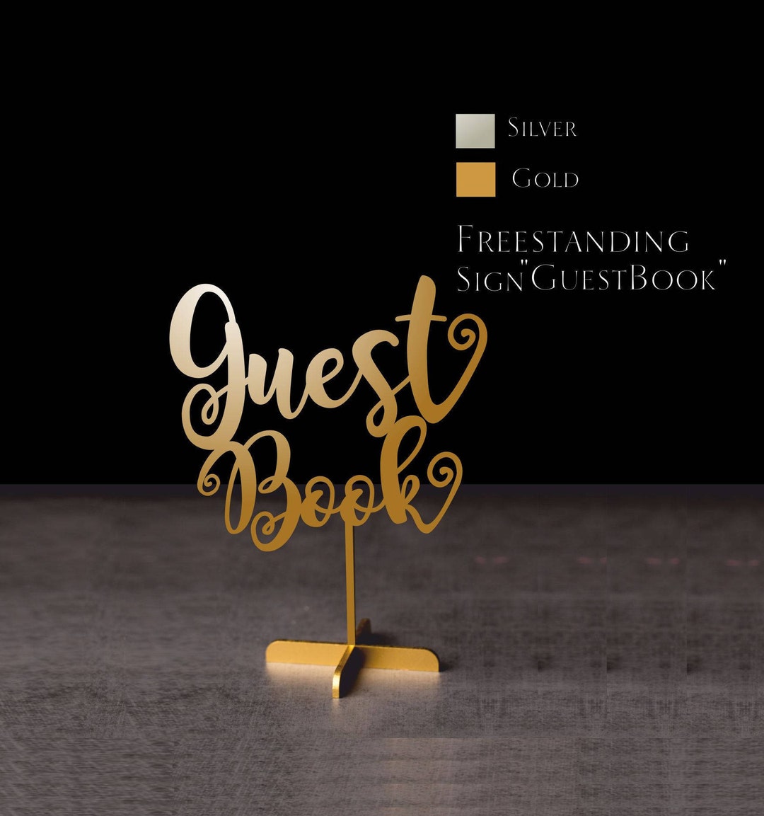 Table Sign Guestbook Gold Freestanding Signs for Wedding Table Table ...