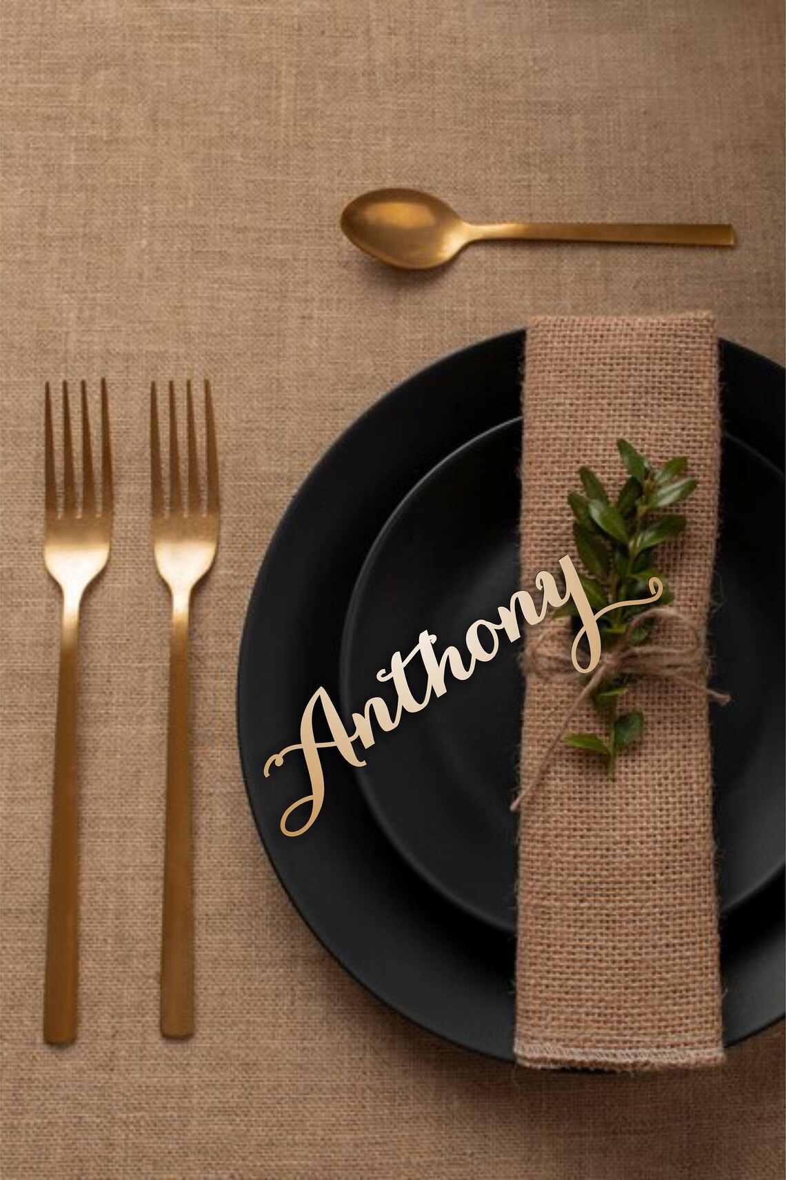 Personalized Wooden Place Cards , Name Plates for Wedding , Gold Wood ...