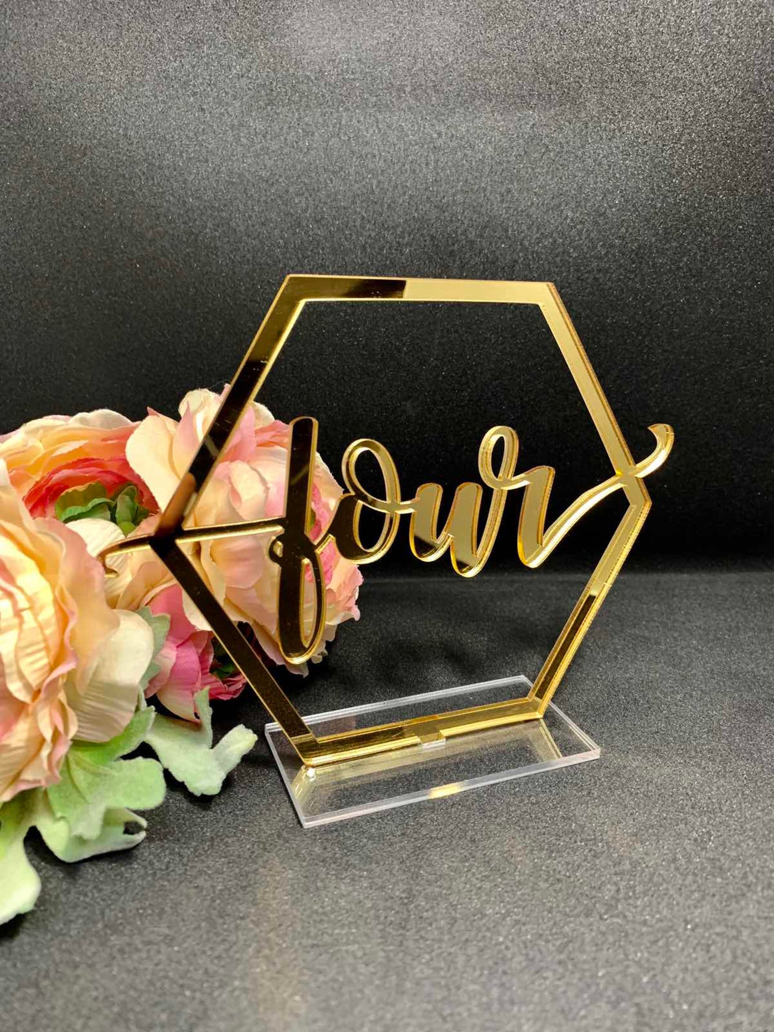 Table Numbers Hexagon Table Numbers Wedding Table Numbers Gold Mirror ...