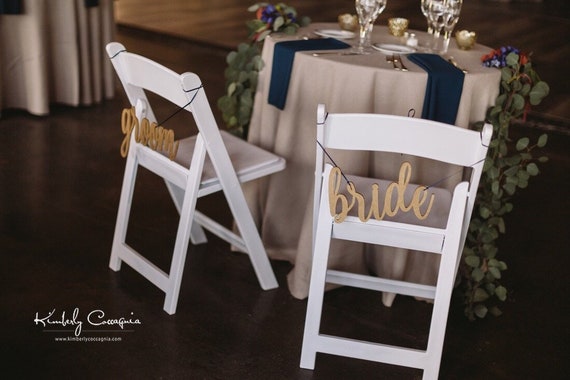 Bride and Groom Chair Signs Wooden Wedding Sign Wedding | Etsy