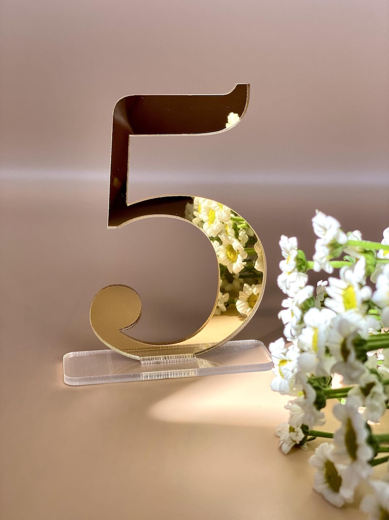 Acrylic Gold Table Numbers , Wedding Table Numbers Mirror Gold Table ...