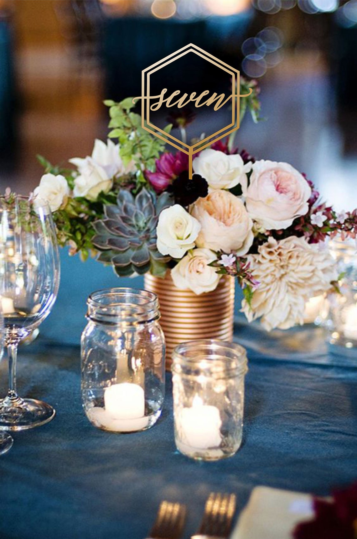 Table Numbers-gold Table Numbers -hexagon Table Number -numbers Without ...