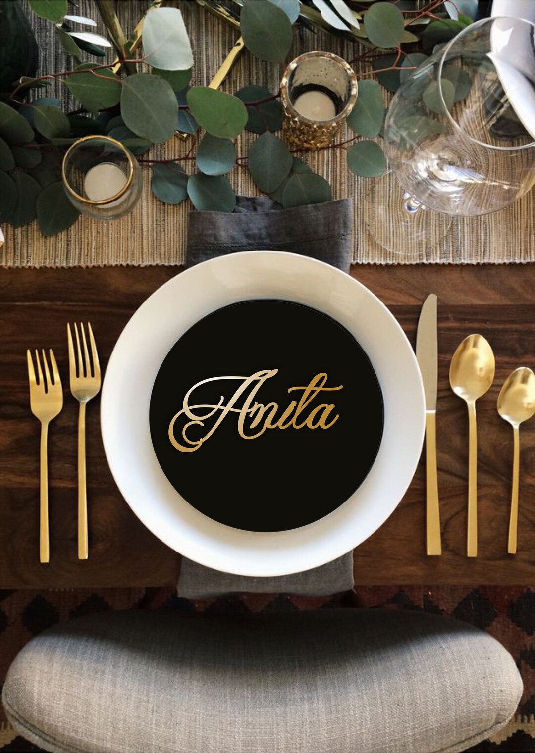 Gold Wooden Wedding Place Name Setting - Personalized Wedding Place ...