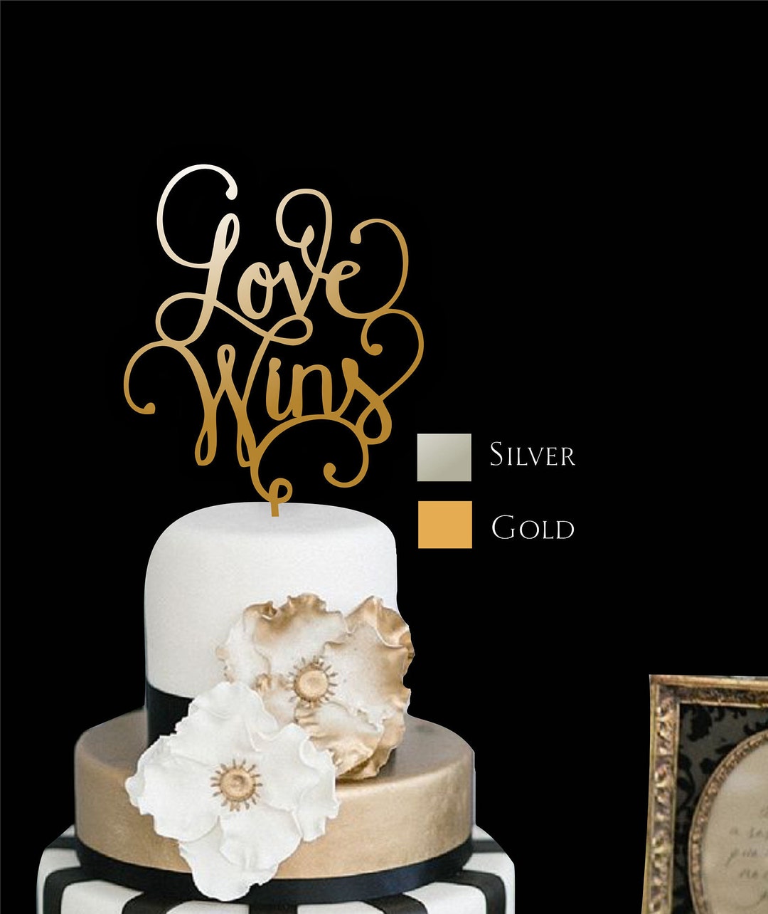 Love Wins - Wedding Cake Topper - Gold Cake Topper - Please Enter Your ...
