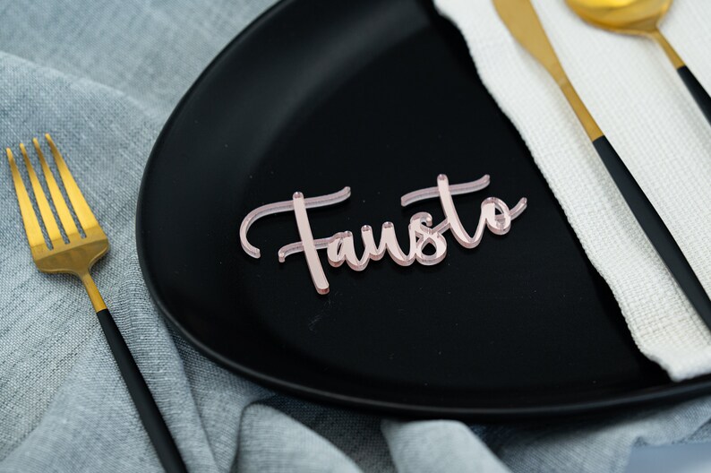 Acrylic Name Place Gold Mirror Laser-cut Acrylic Wedding Place Cards ...