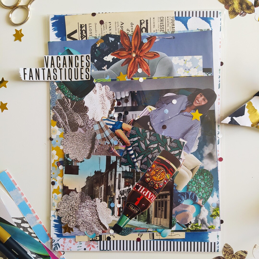 Artistic and Creative Collage Kit - Blue Dreams Vibe - Vintage and ...