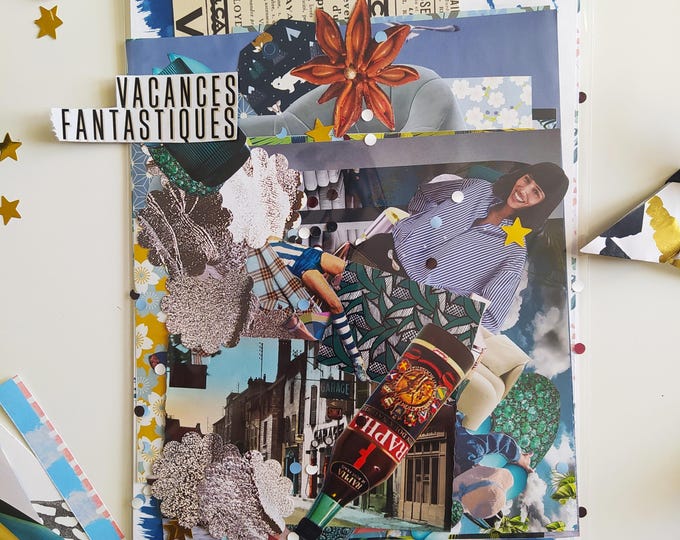 Artistic and Creative Collage Kit - Blue Dreams Vibe - Vintage and ...