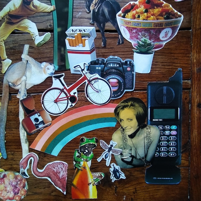 Cut-outs Collage Kit - 50+ Modern & Vintage Paper Ephemera for Collages ...