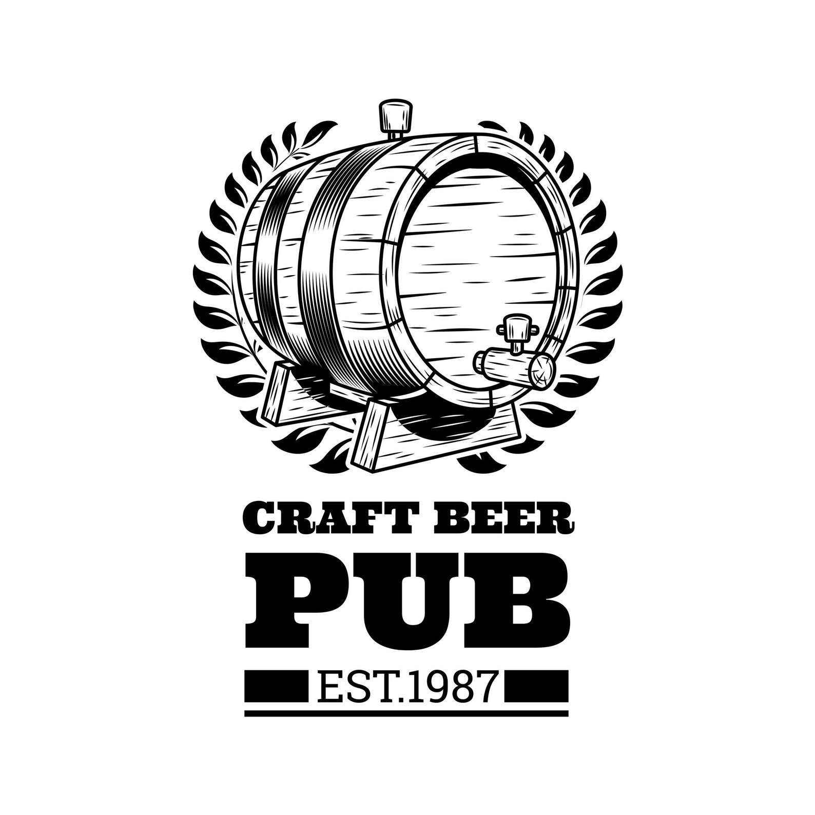Beer Logo 64 Barrel Pub Bar Tavern Brew Brewery Barley - Etsy