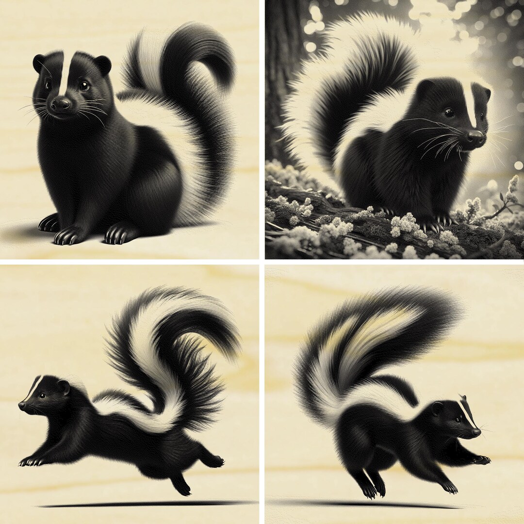 Skunk 4 PNG Files for Laser Engraving - CNC, CO2, Lightburn, Glowforge ...