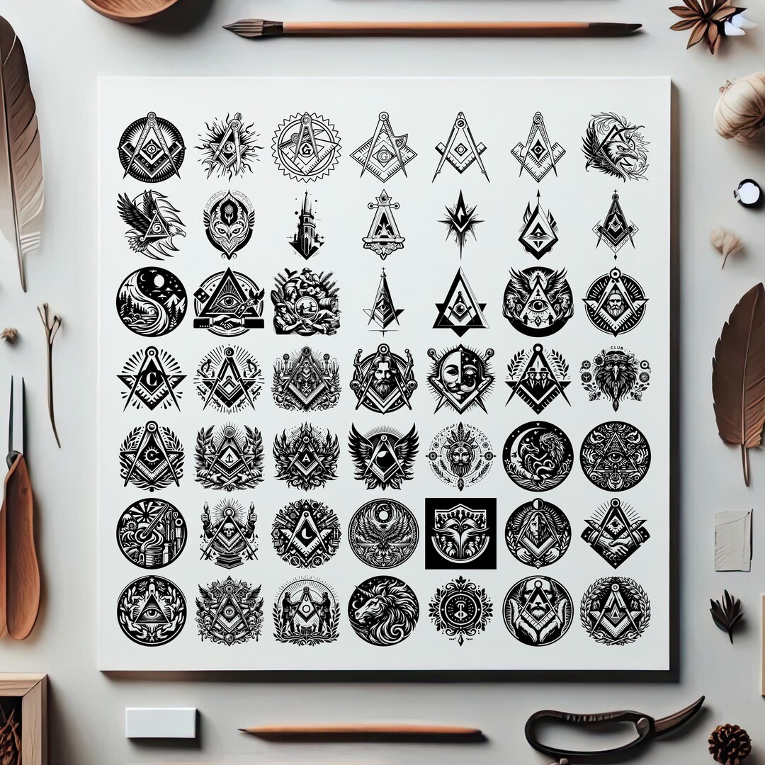 Masonic Symbols SVG Bundle | Freemason Emblems, Secret Society Signs ...