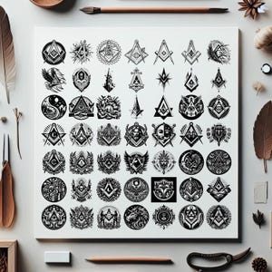 Masonic Symbols SVG Bundle | Freemason Emblems, Secret Society Signs ...