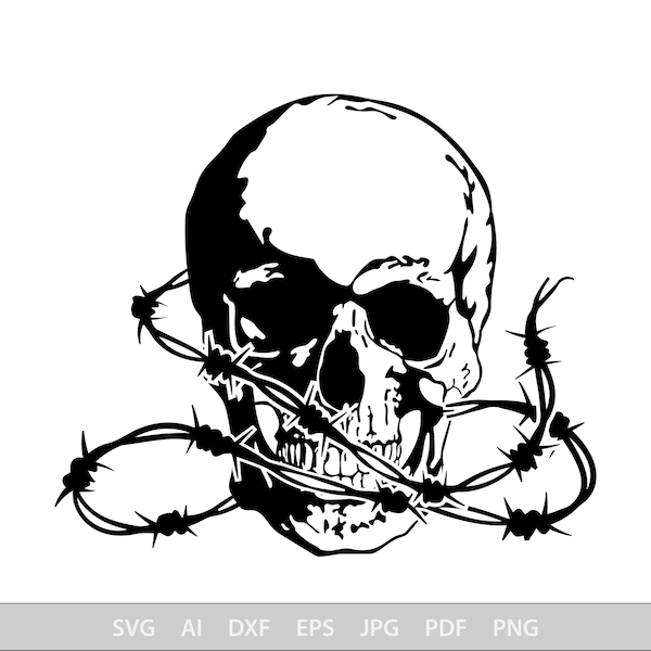 Skull With Wire Svg - Etsy