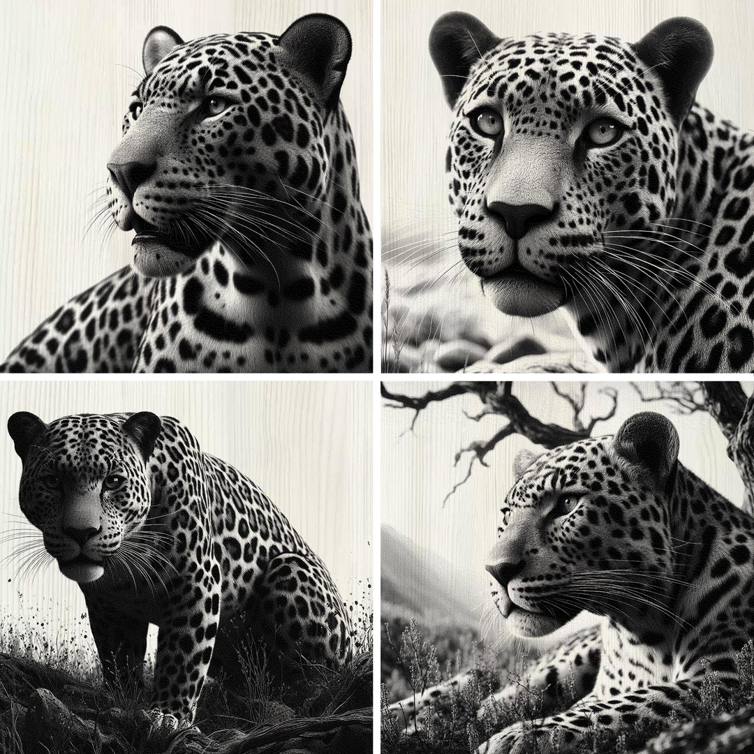 Leopard 4 PNG Files for Laser Engraving CNC, CO2, Lightburn, Glowforge ...