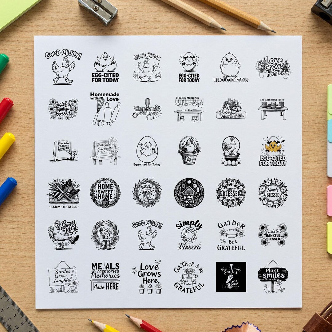 Farmhouse SVG Bundle of 9 | Rustic Quotes Line Art for Wall Art ...