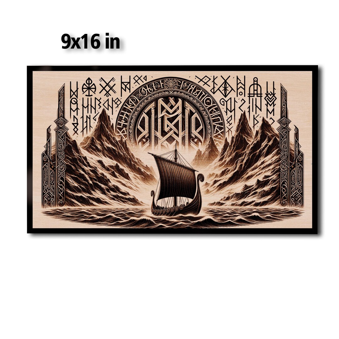 Norse Rune Viking Ship Engraving PNG for Laser, CNC, Xtool, Lightburn ...