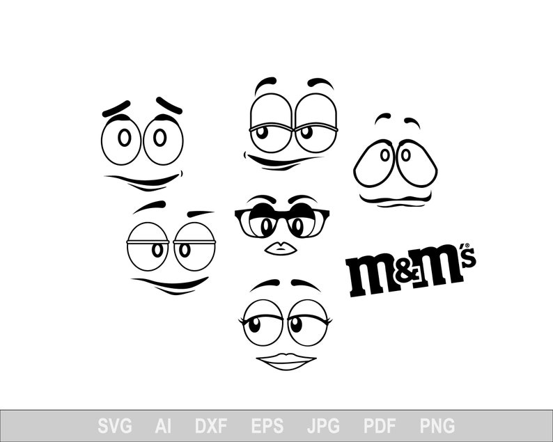M And M M And M S Faces Face Cut File Svg Cricut Etsy
