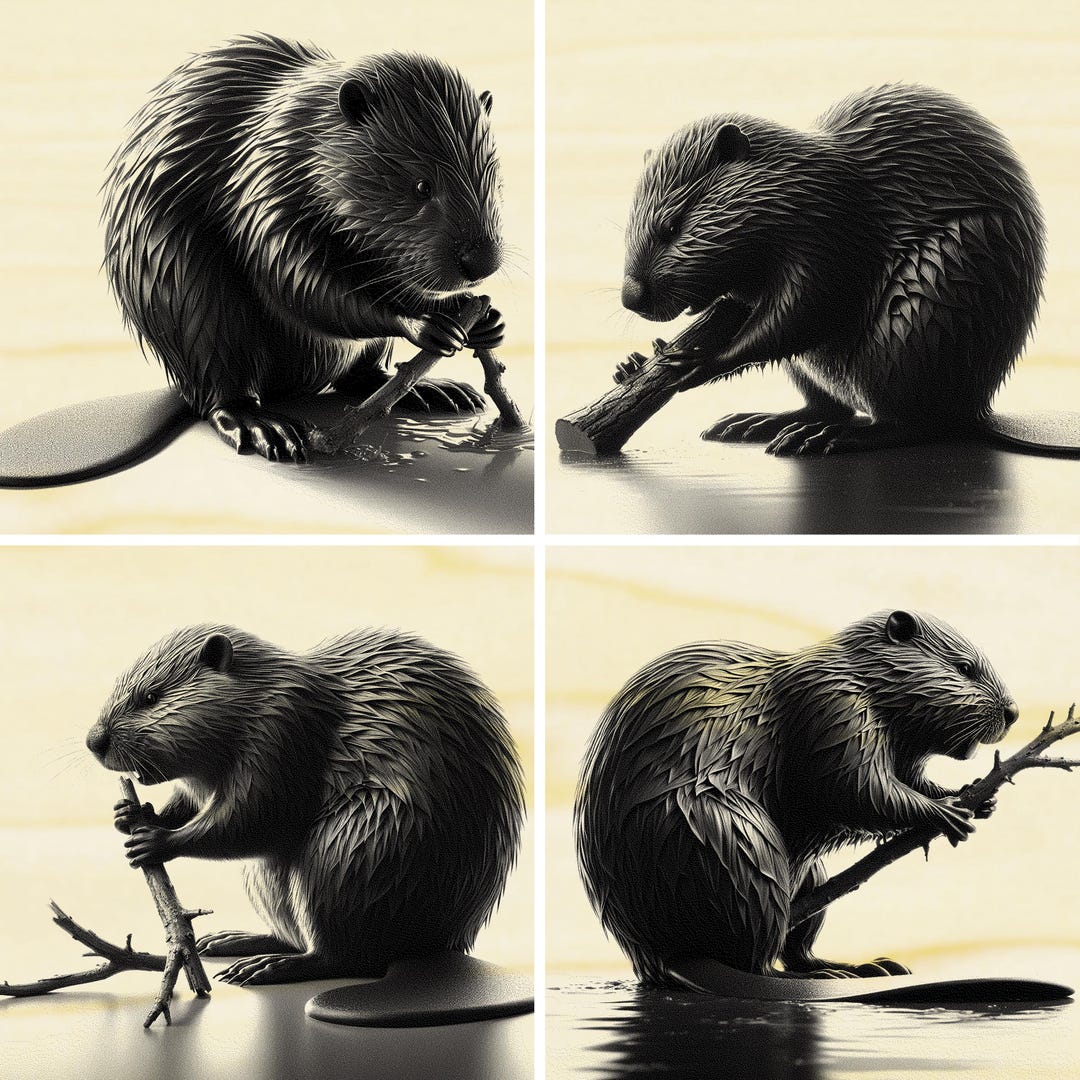 Beaver 4 Png Files for Laser Engraving CNC, CO2, Lightburn, Glowforge ...