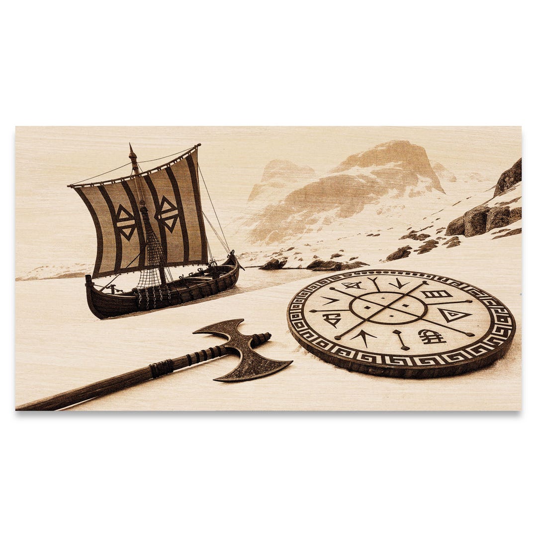 Viking Longship Rune Engraving PNG for Laser, CNC, Xtool, Lightburn ...