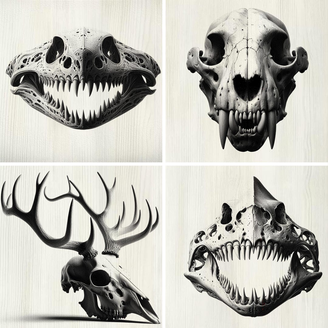 Skull PNG Image Set for Laser Engraving Set of 4 High-resolution ...