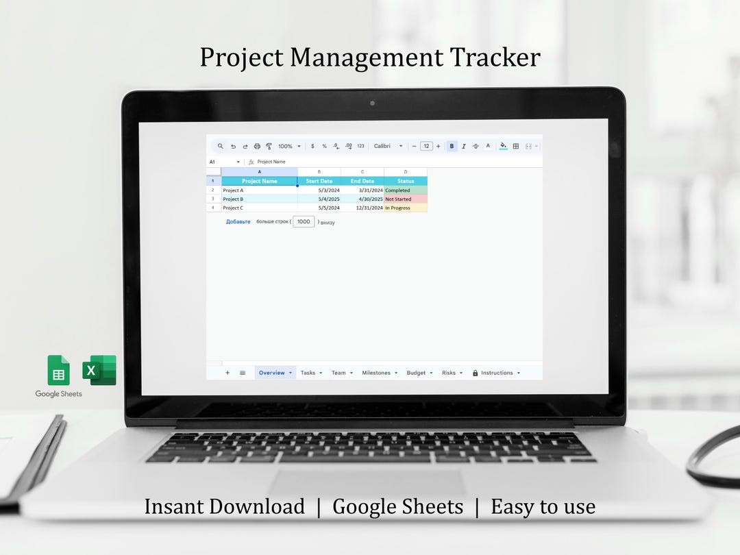 Project Management Tracker Template for Google Sheets Comprehensive ...