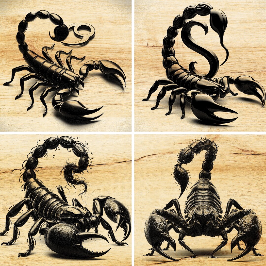 Set of 4 Scorpio Zodiac Sign PNG Files for Laser Engraving | High ...