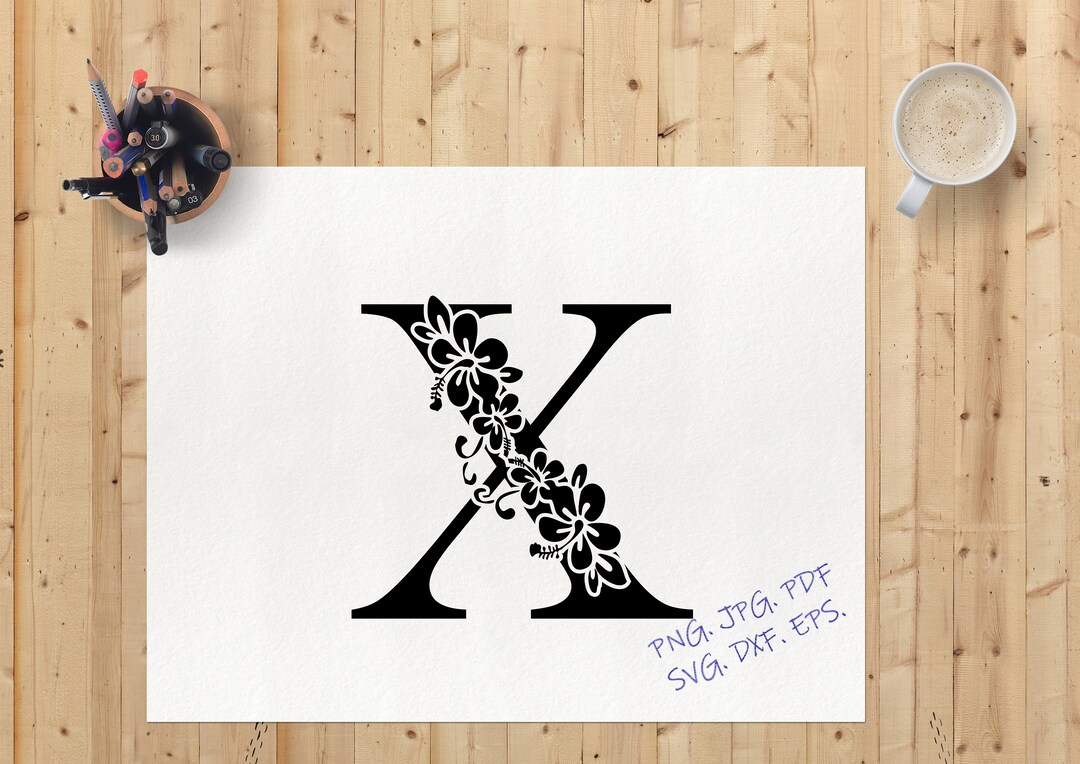 Botanical Alphabet Svg. Floral Letter X Svg. Cut File SVG - Etsy