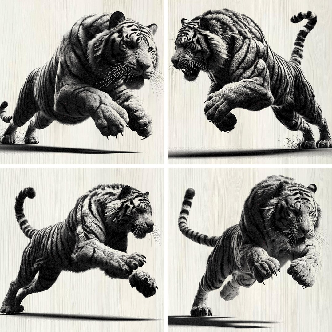Tiger 4 PNG Files Set for Laser Engraving CNC, CO2, DIY Engraving Art ...