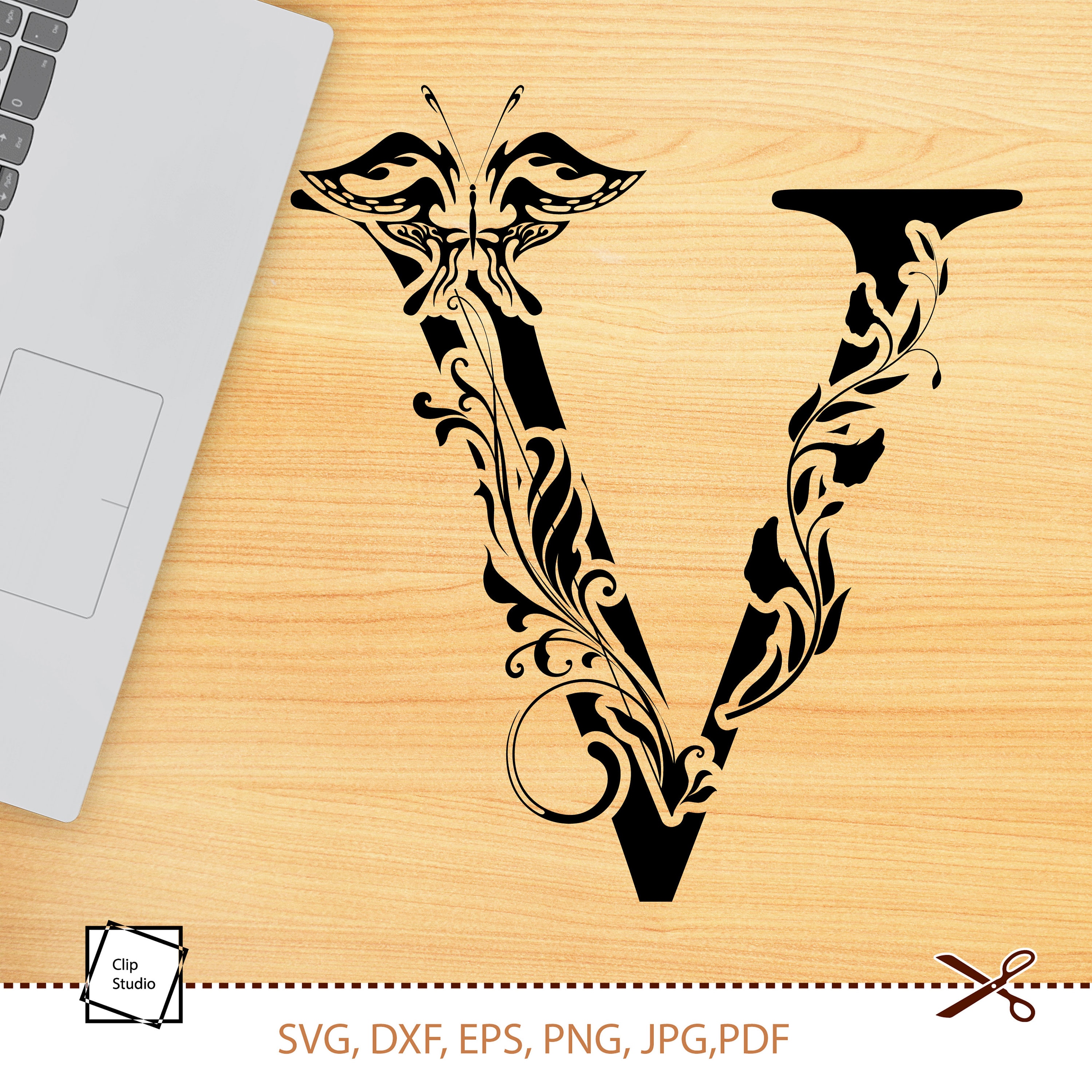 Botanical Alphabet Svg. Floral Letter V Svg. Cut File SVG - Etsy