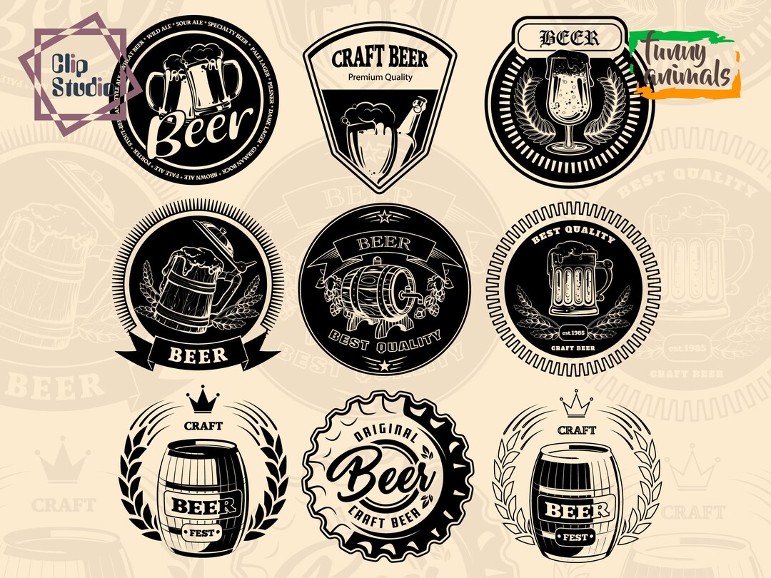 Beer Pub Label Retro Brewery Vintage Emblem Logo Bar Craft Mug - Etsy
