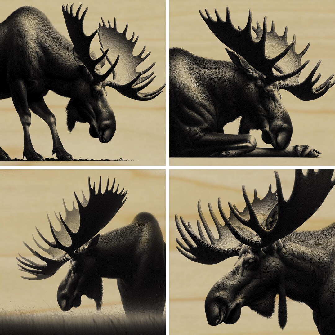 Moose 4 Png Files for Laser Engraving - CNC, CO2, Lightburn, Glowforge ...